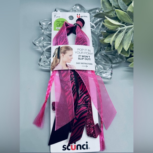 scunci | Accessories | Scunci Vibrant Pink And Black Hair Ribbon Set ...